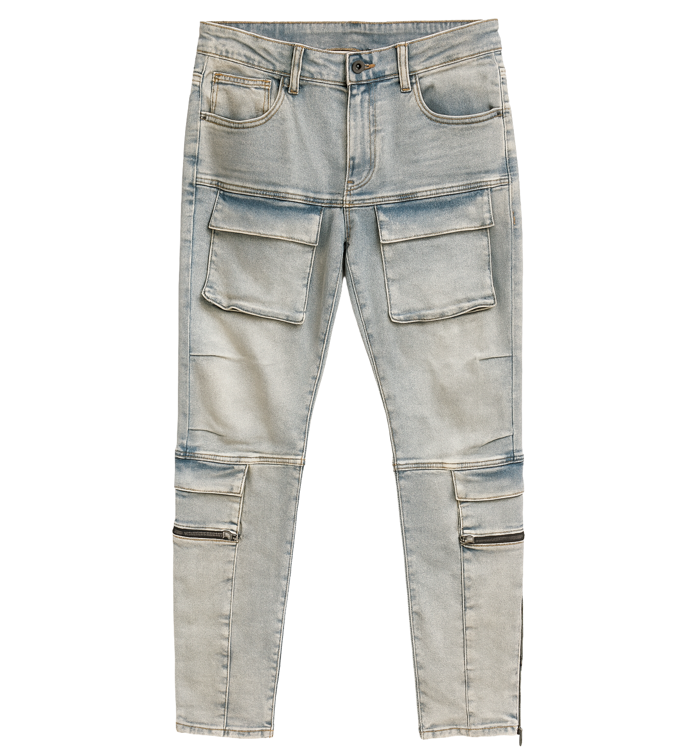 CRYSP DENIM PREMIIUM CARGO JEANS LIGHT BLEACH - CRYSP25-107