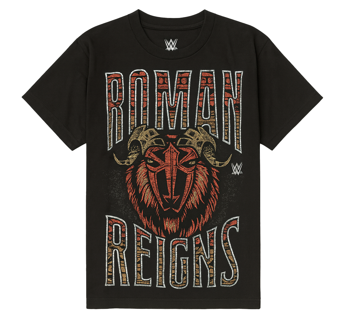 LICENSED WWE ROMAN REIGNS T-SHIRT BLACK - WXNS4963FC