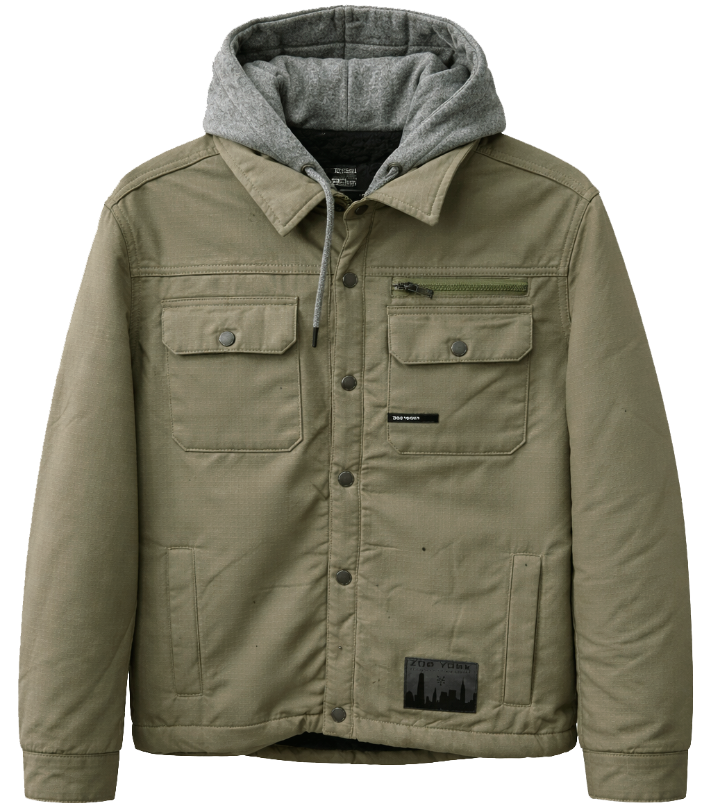 ZOO YORK HEAVYWEIGHT HOODIE JACKET OLIVE - ZY33O76